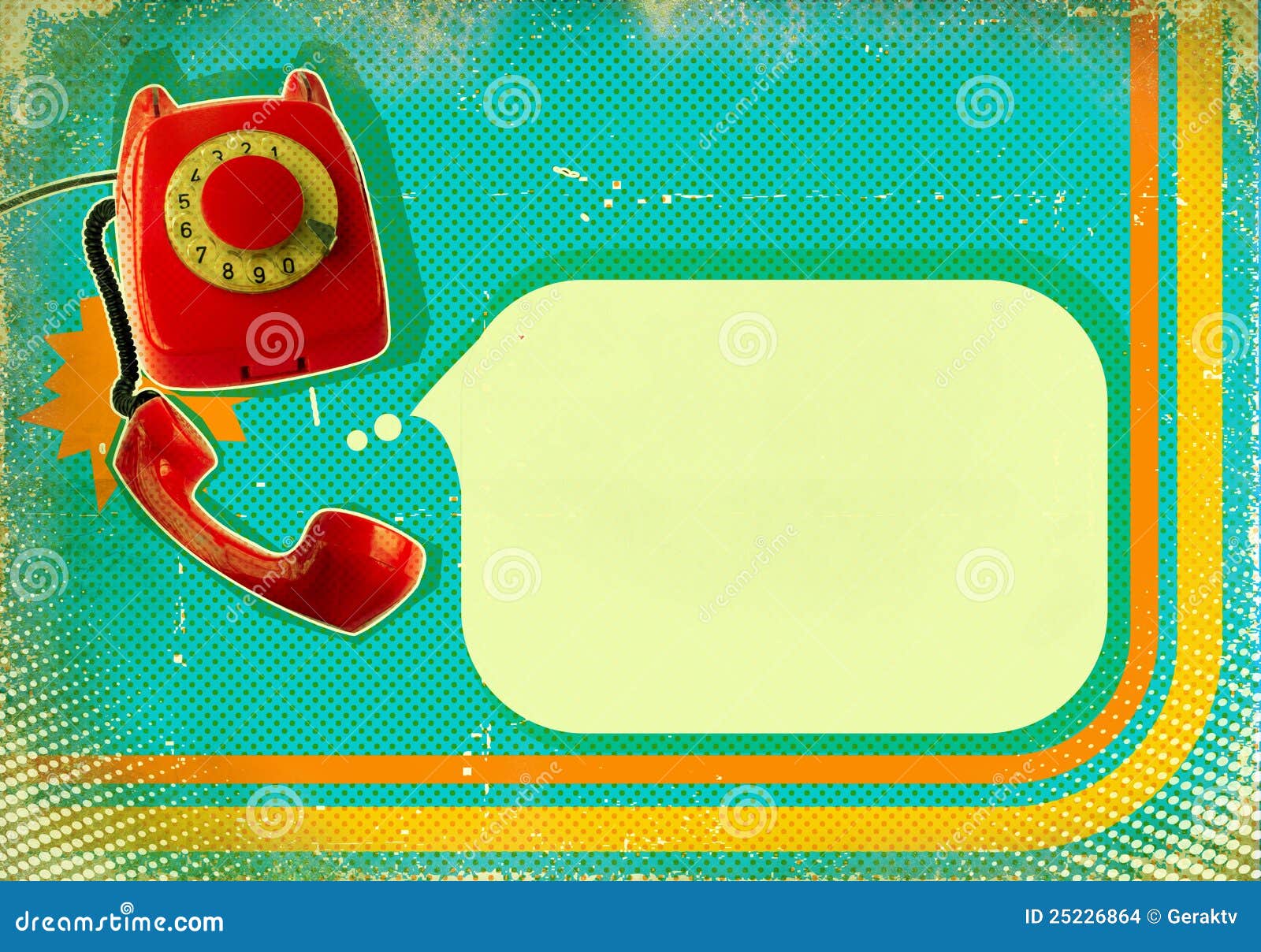 Poster With Old Fashioned Telephone On Retro Paper Stock Photography ...