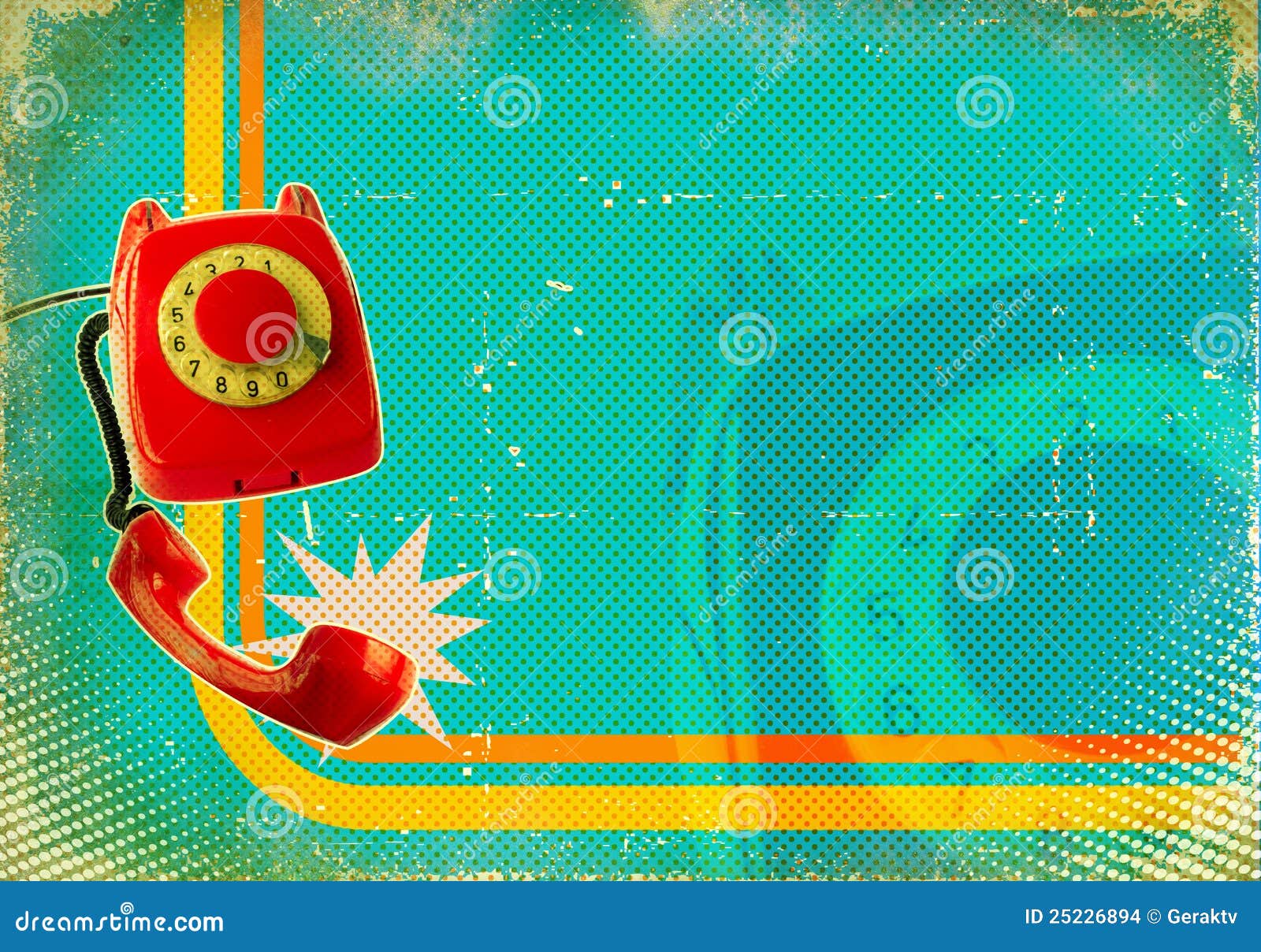 Poster with Old Fashioned Telephone on Retro Paper Stock Illustration ...