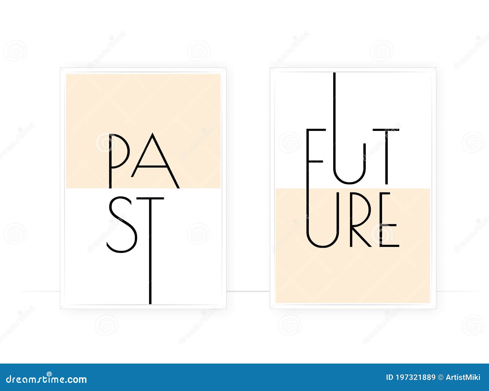 Past and Future, Vector. Minimalist Poster Design. Two Pieces Modern ...