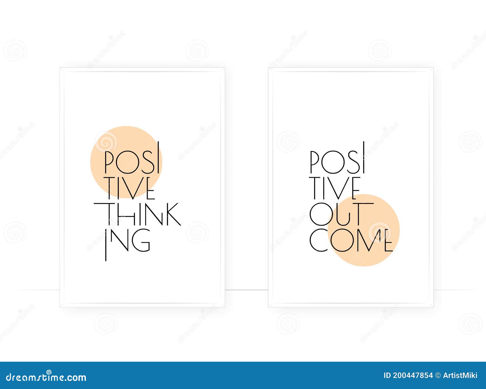Positive Thinking, Positive Outcome, Vector. Two Pieces Scandinavian ...