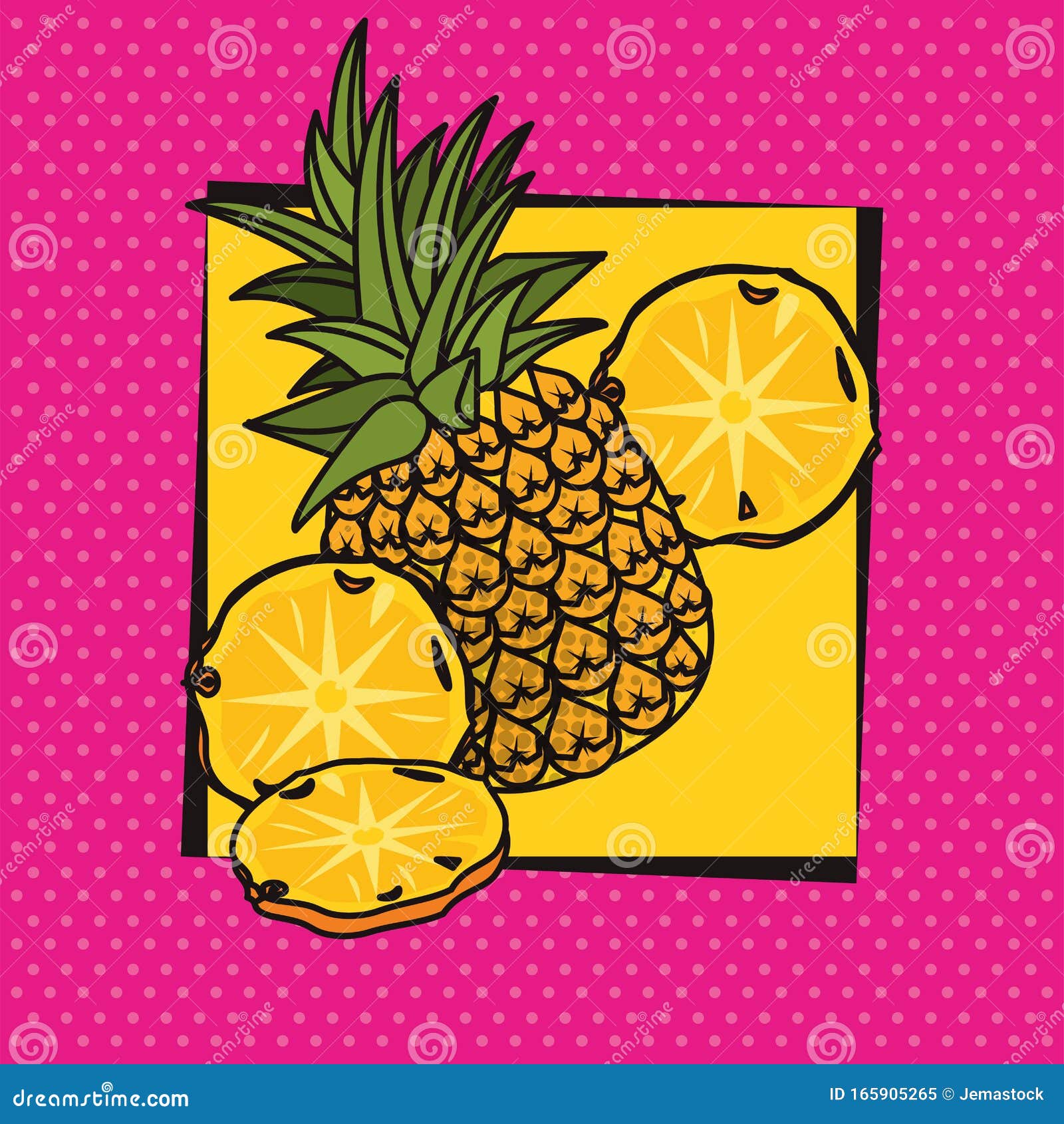 Poster Pop Art Style with Pineapple Fruit Stock Vector - Illustration ...
