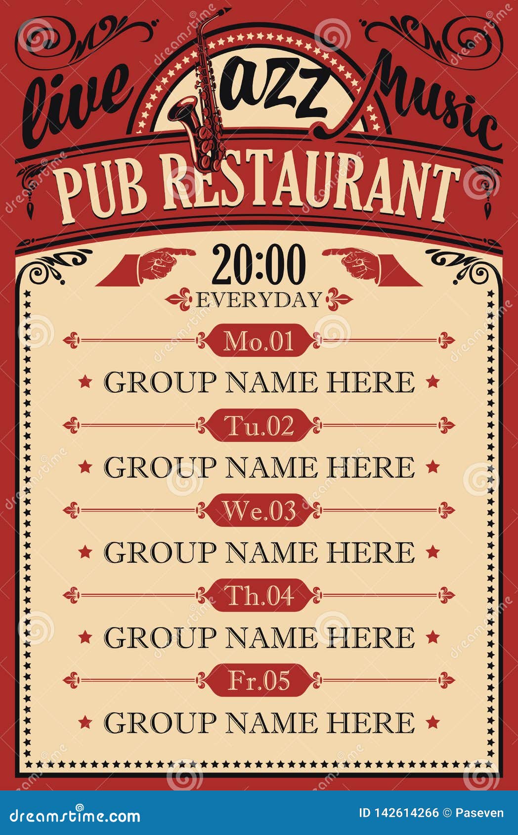 Poster for a Pub Restaurant with Live Jazz Music Stock Vector ...