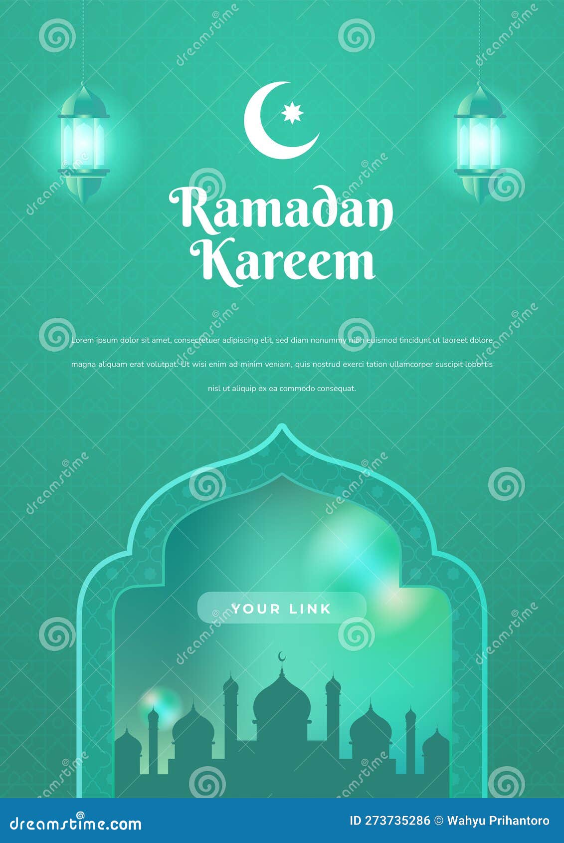 Ramadan Poster Mosque Background Template Glass Morph Design Stock ...