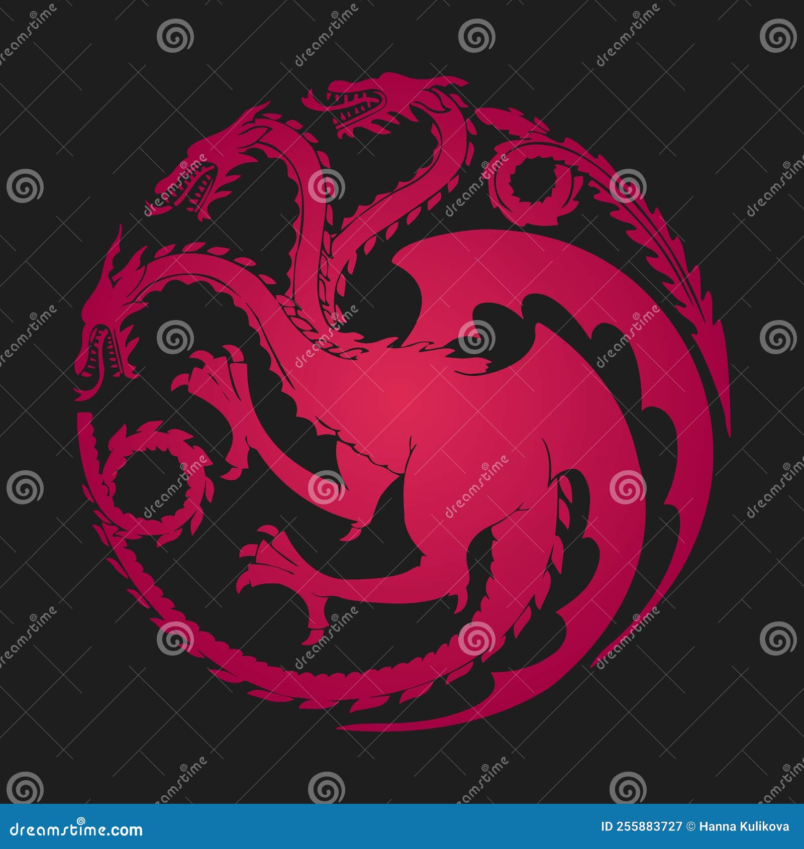 Three-headed Gold Dragon As Emblem of the House Targaryen. Stock Vector ...