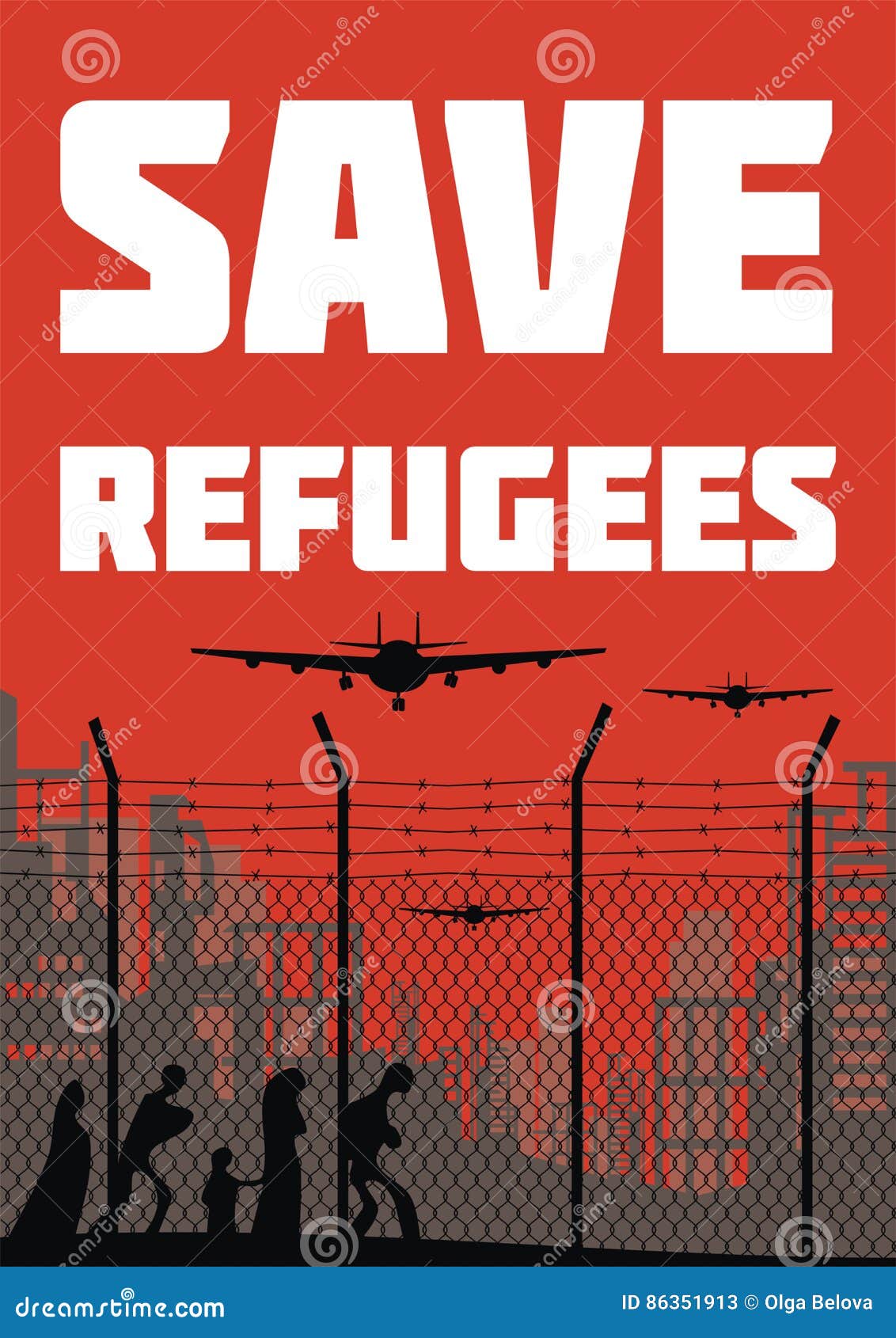 Poster about refugees stock vector. Illustration of house - 86351913