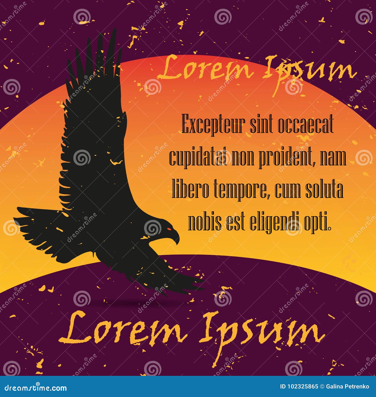 Retro Eagle Propaganda Posters Elements Background Set Cartoon Vector ...