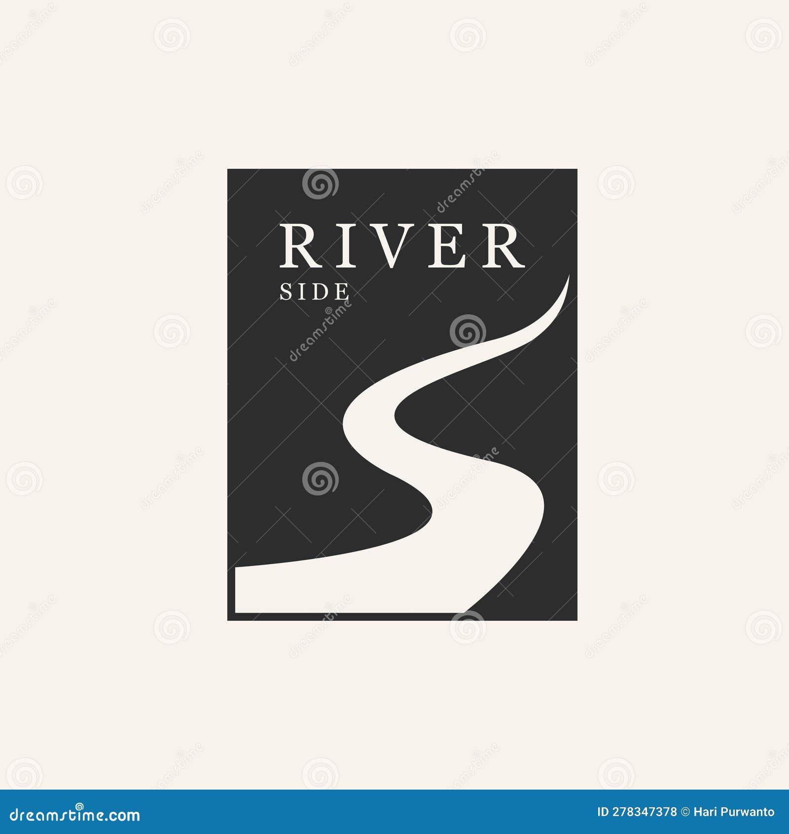 Poster River Line Art Logo Design Vector Silhouette Stock Vector ...