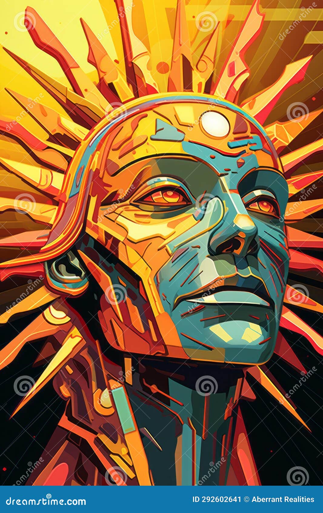 A Poster of a Robot with a Sun on His Head Stock Illustration ...
