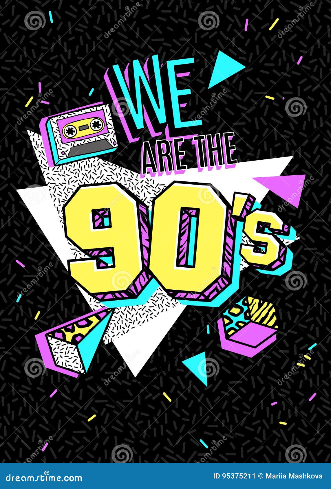Poster in 80s-90s Memphis Style. Stock Vector - Illustration of 1990s ... Poster in 80s-90s Memphis Style. Stock Vector - Illustration of 1990s ...