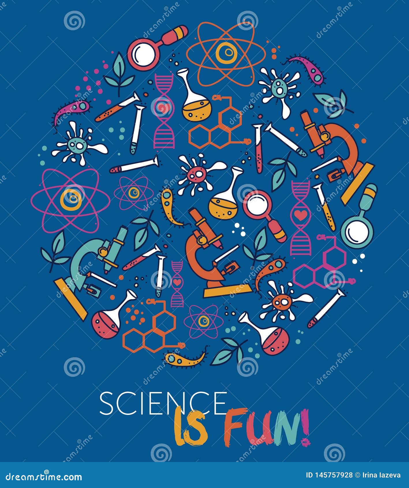 Poster with Science Icons in Doodle Style Stock Vector - Illustration ...