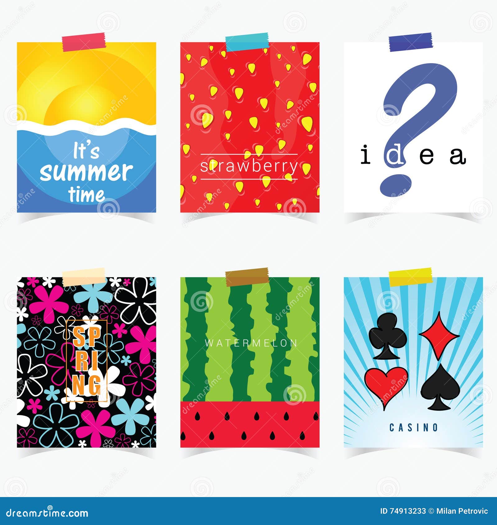 Poster Set Collection Design in Colorful Illustration Stock Vector ...