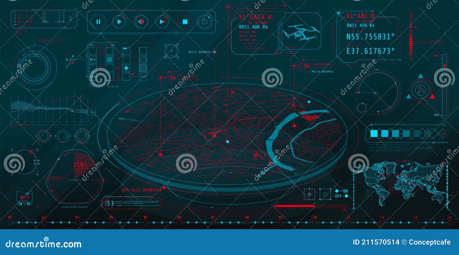 A Set of Thin Elements on the Topic of Geo-Position. Stock Vector ...