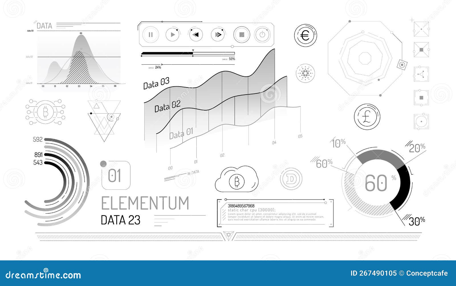 Set of Infographic Elements about Cryptocurrency and Financial Data ...