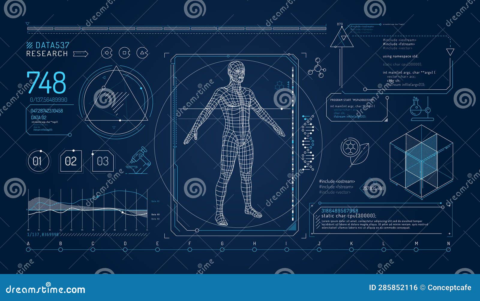 Set of Infographic Elements about the Study of the Human Genome. Stock ...