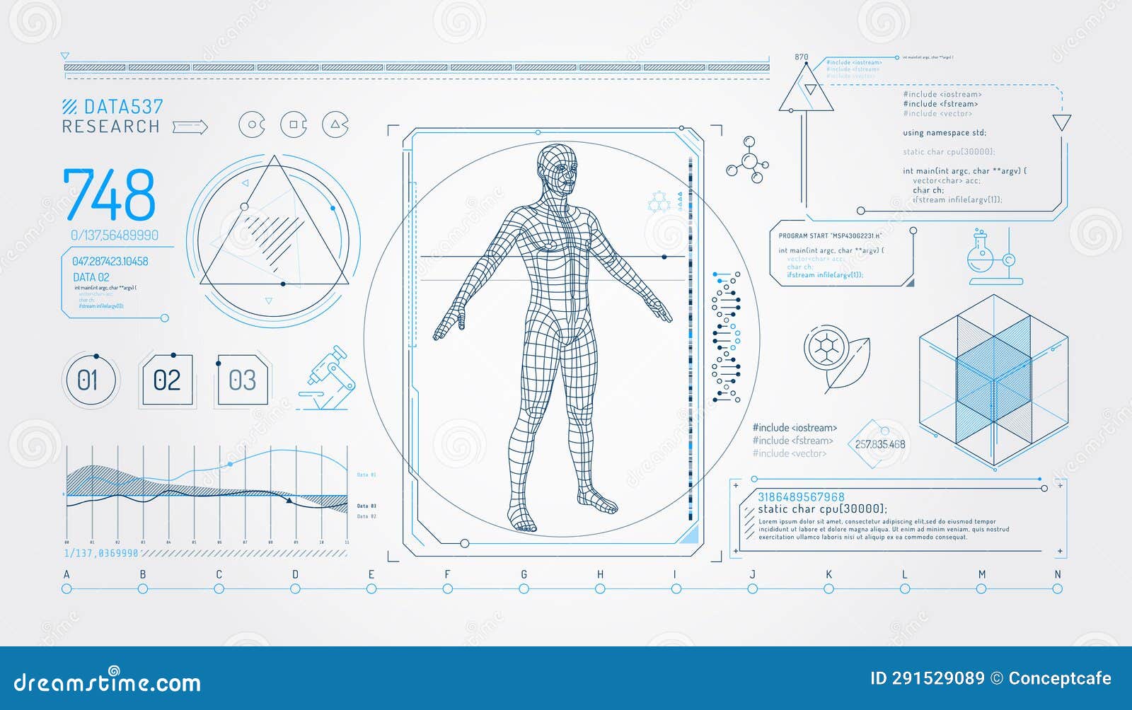 Set of Infographic Elements about the Study of the Human Genome. Stock ...