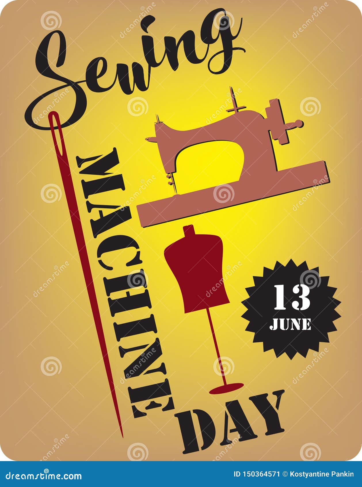Poster Sewing Machine Day stock vector. Illustration of poster - 150364571