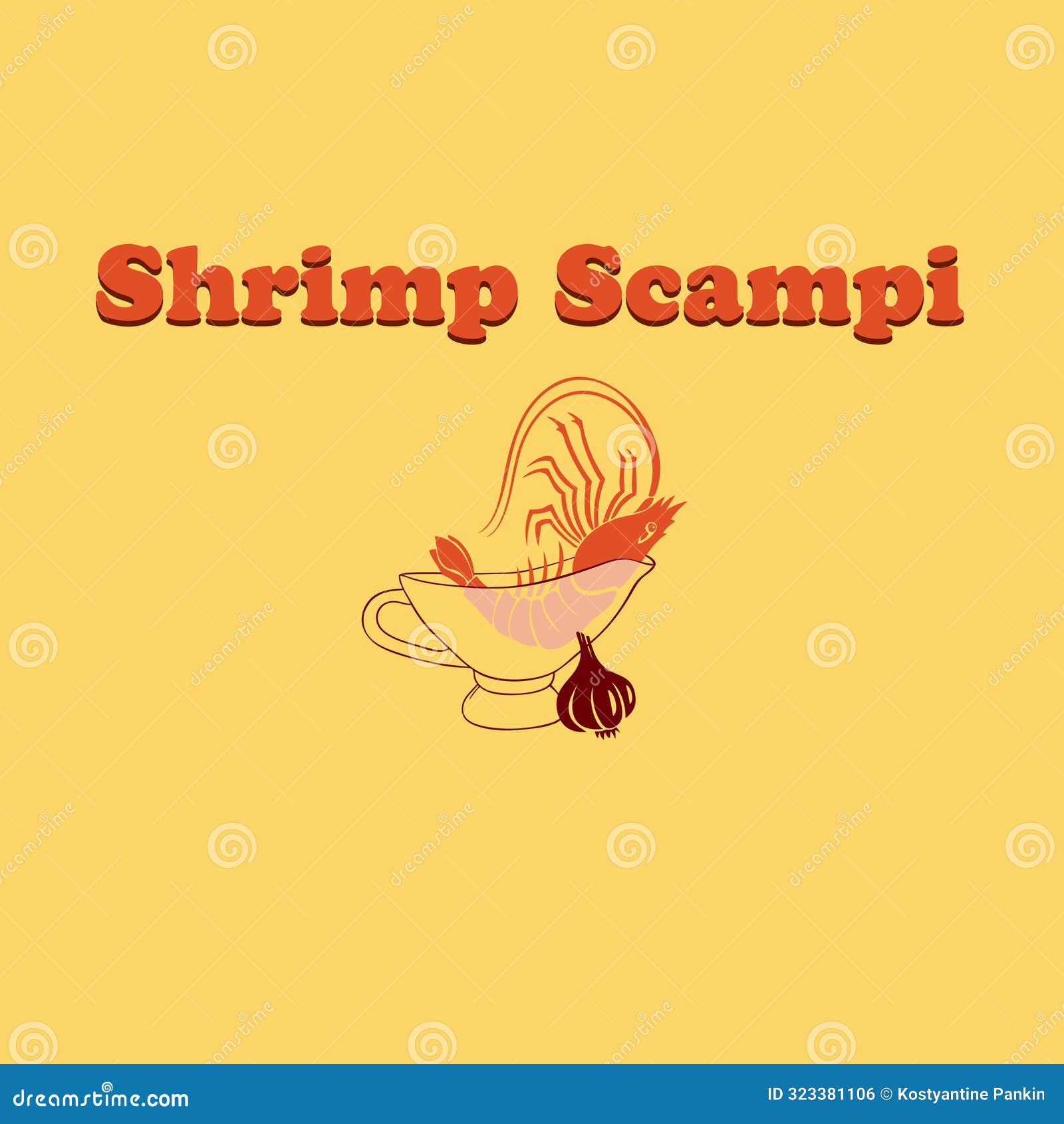 Poster Shrimp Scampi stock vector. Illustration of seafood - 323381106