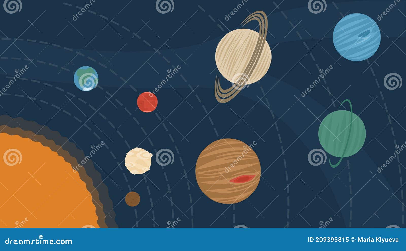 Poster Solar System with Planets 2d 7680x4320 Stock Vector ...
