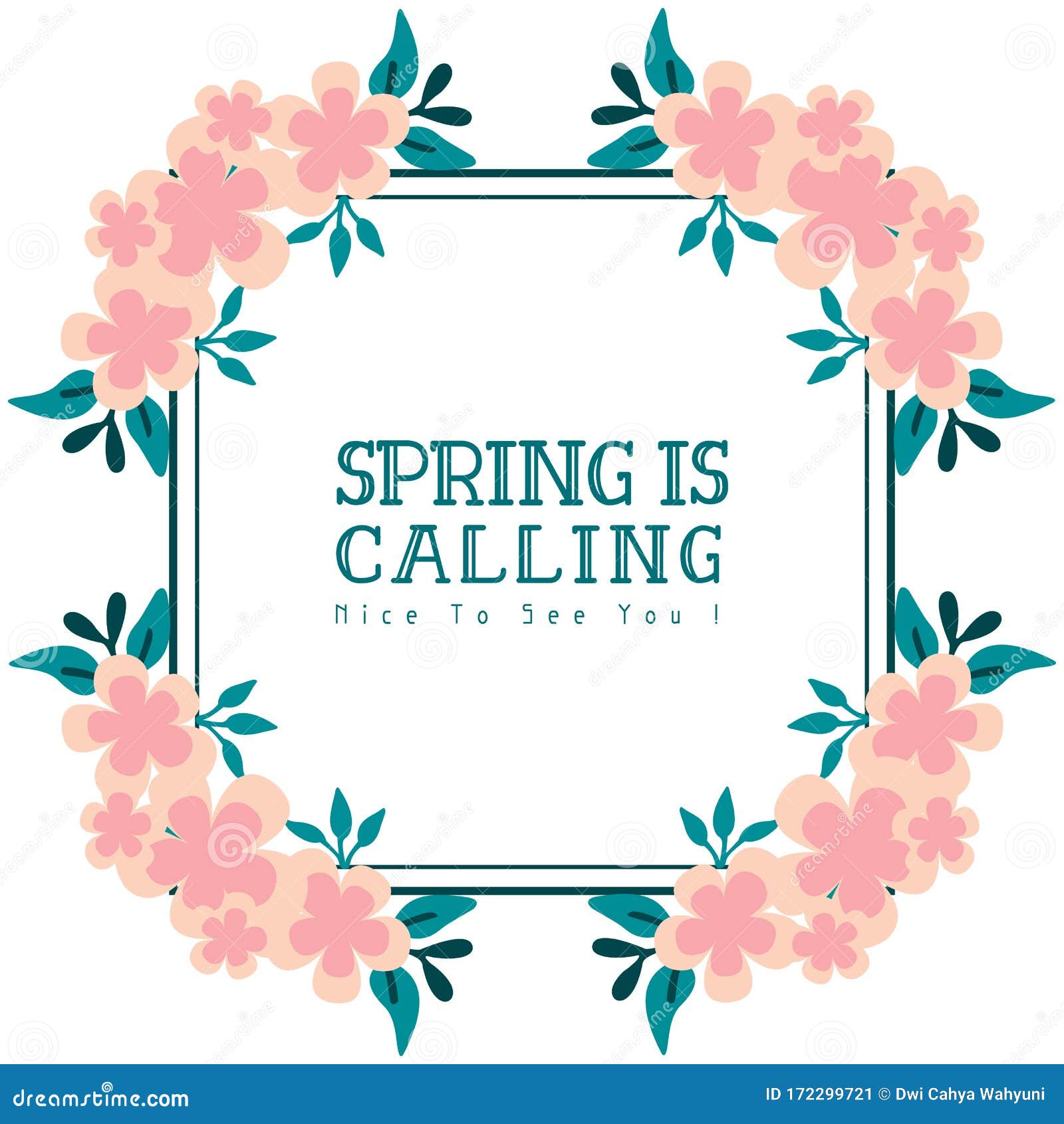 Poster of Spring Calling, with Beautiful Leaf and Flower Frame ...