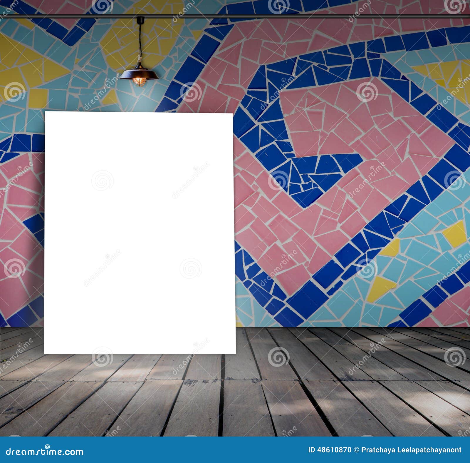 Poster Standing On Mosaic Tile With Ceiling Lamp Royalty-Free Stock ...