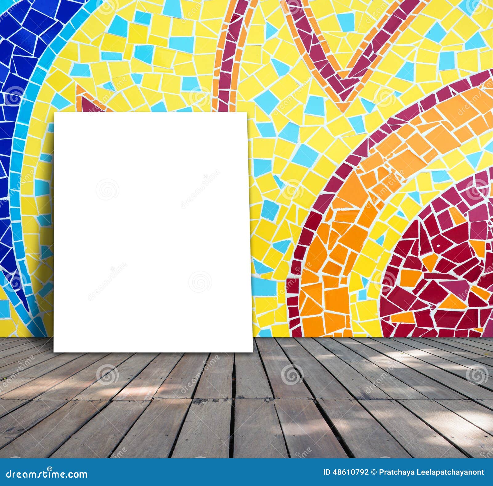 Poster Standing on Mosaic Tile Stock Photo - Image of design, interior ...