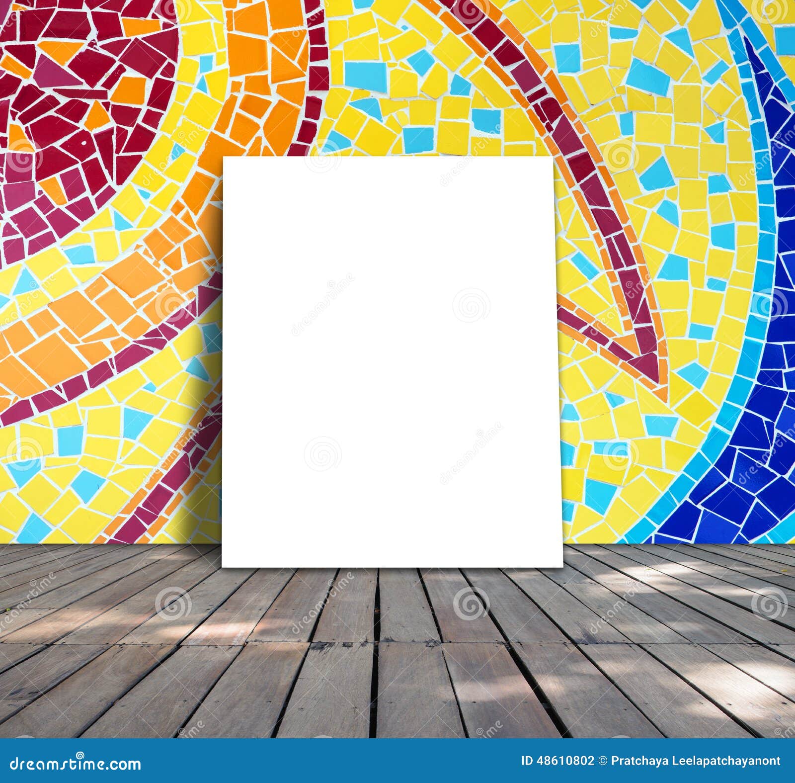 Poster Standing on Mosaic Tile Stock Photo - Image of portfolio ...