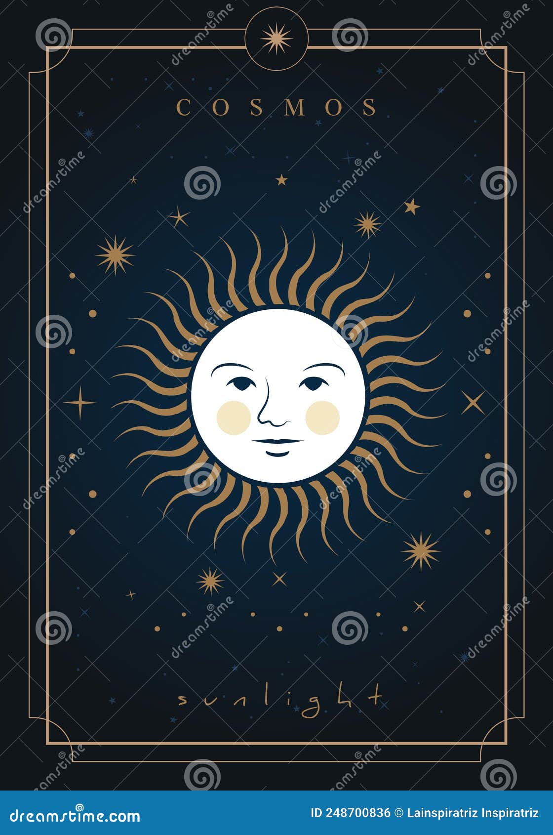 Poster Of Sun Moon And Stars Poster On Starry Cosmos Background Of