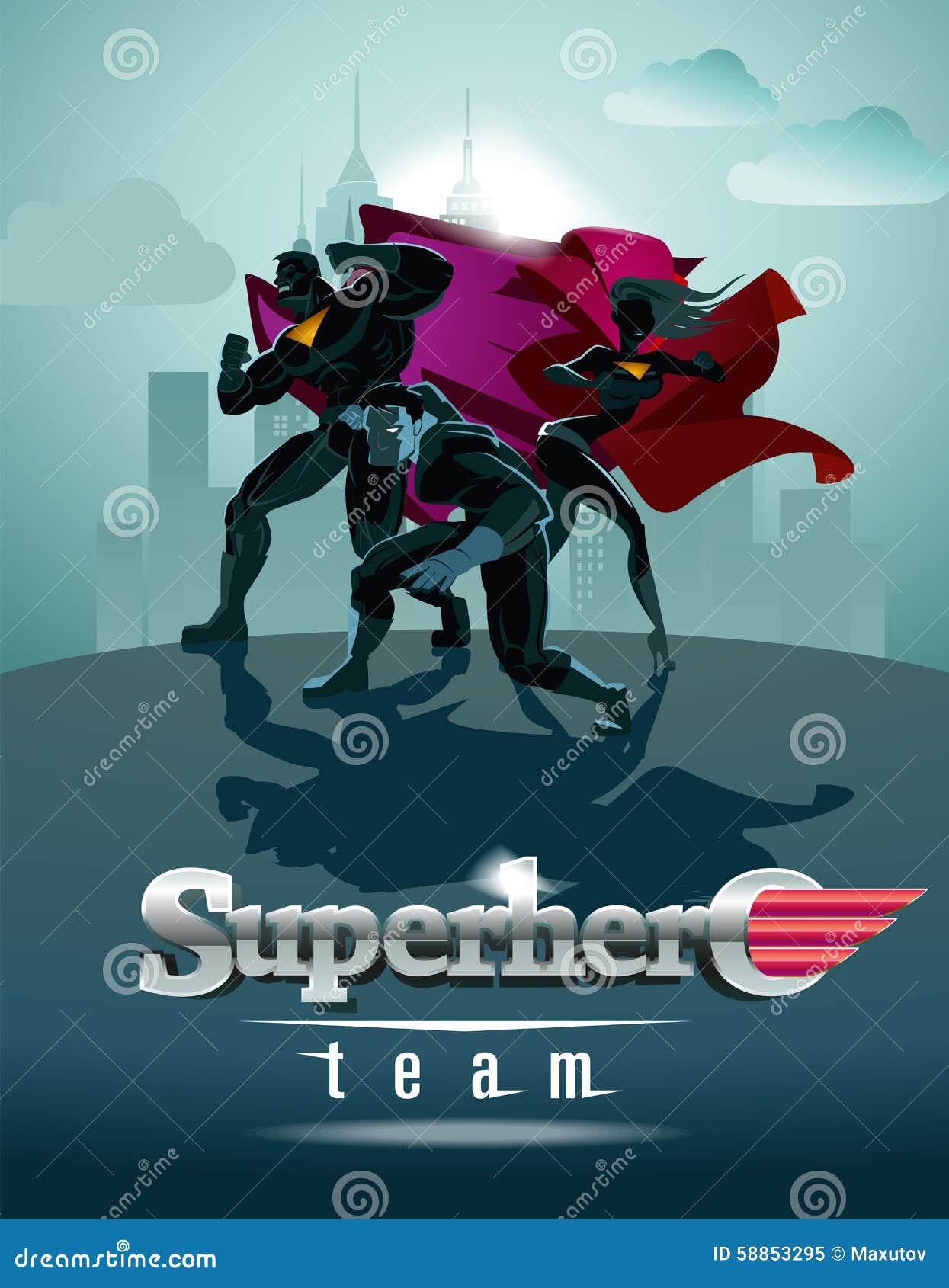 Superhero Team Cartoon Vector | CartoonDealer.com #50250625