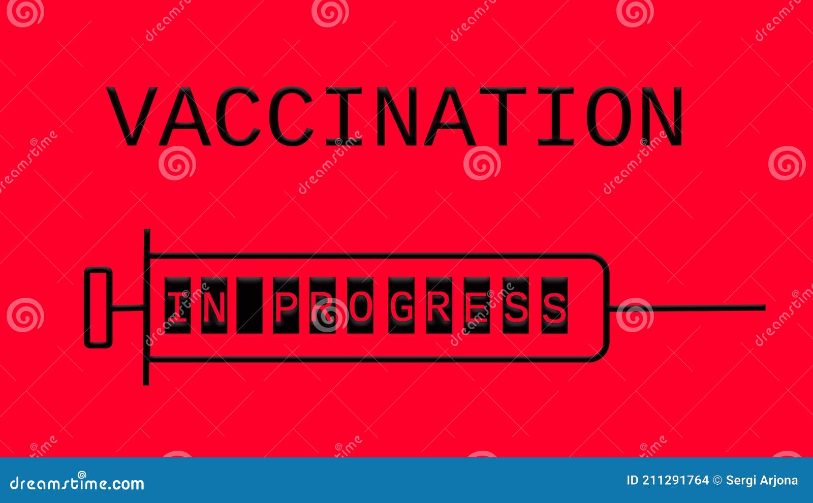 Poster with a Syringe and Black Letters of Vaccination in Process of ...