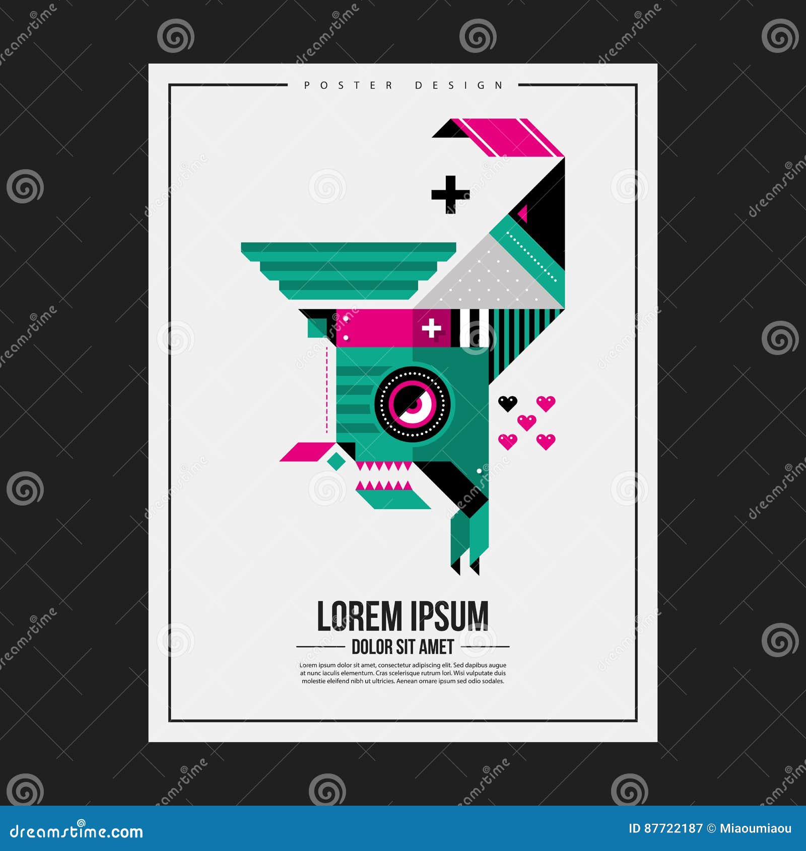Poster Template with Abstract Creature Stock Vector - Illustration of ...