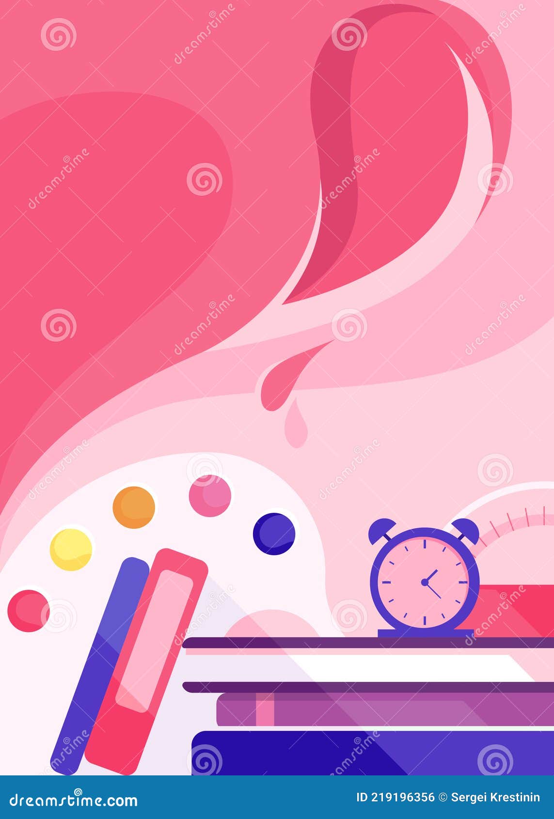 Poster Template with Alarm Clock and Books. Stock Vector - Illustration ...