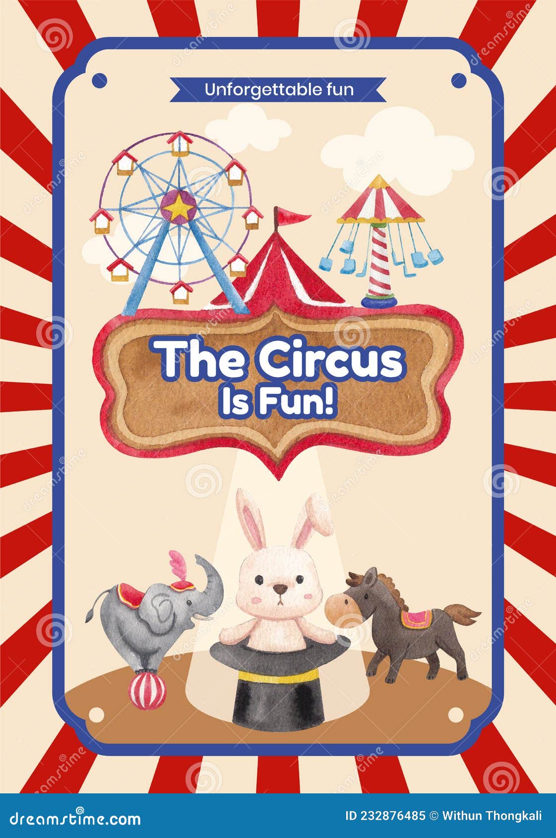 Poster Template with Circus Funfair Concept,watercolor Style Stock ...