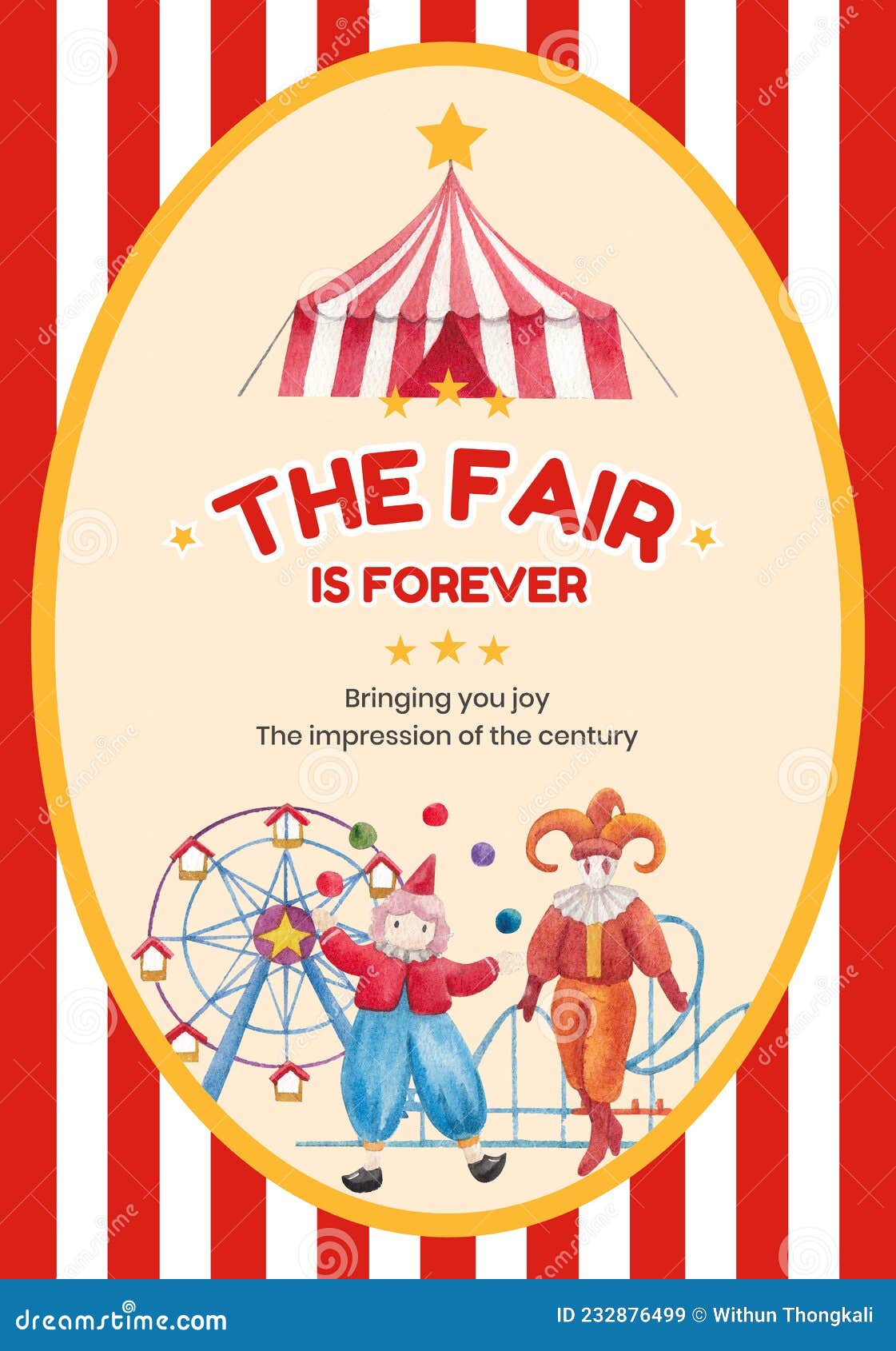 Poster Template with Circus Funfair Concept,watercolor Style Stock ...