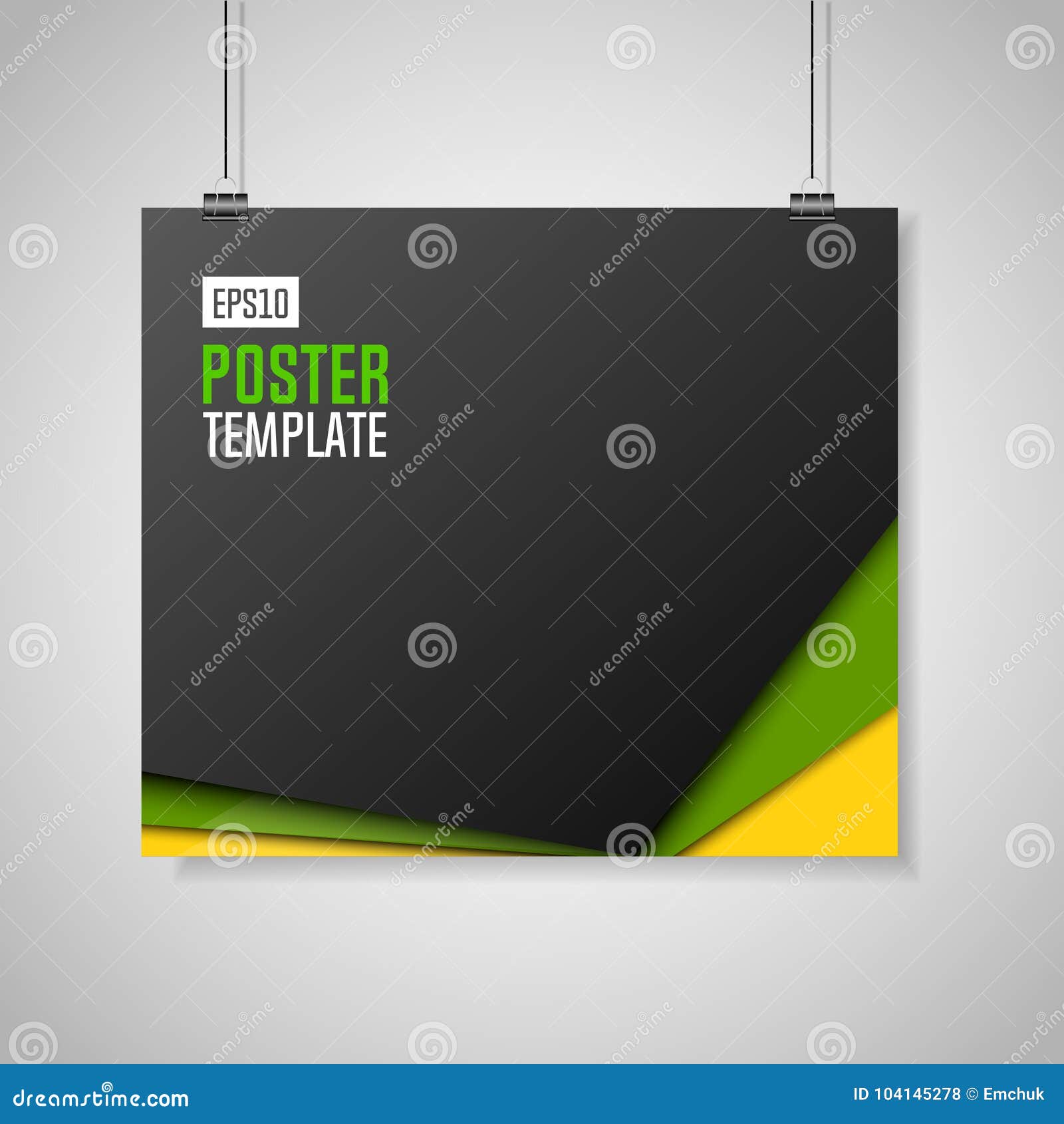 Poster template with clips stock vector. Illustration of paper - 104145278
