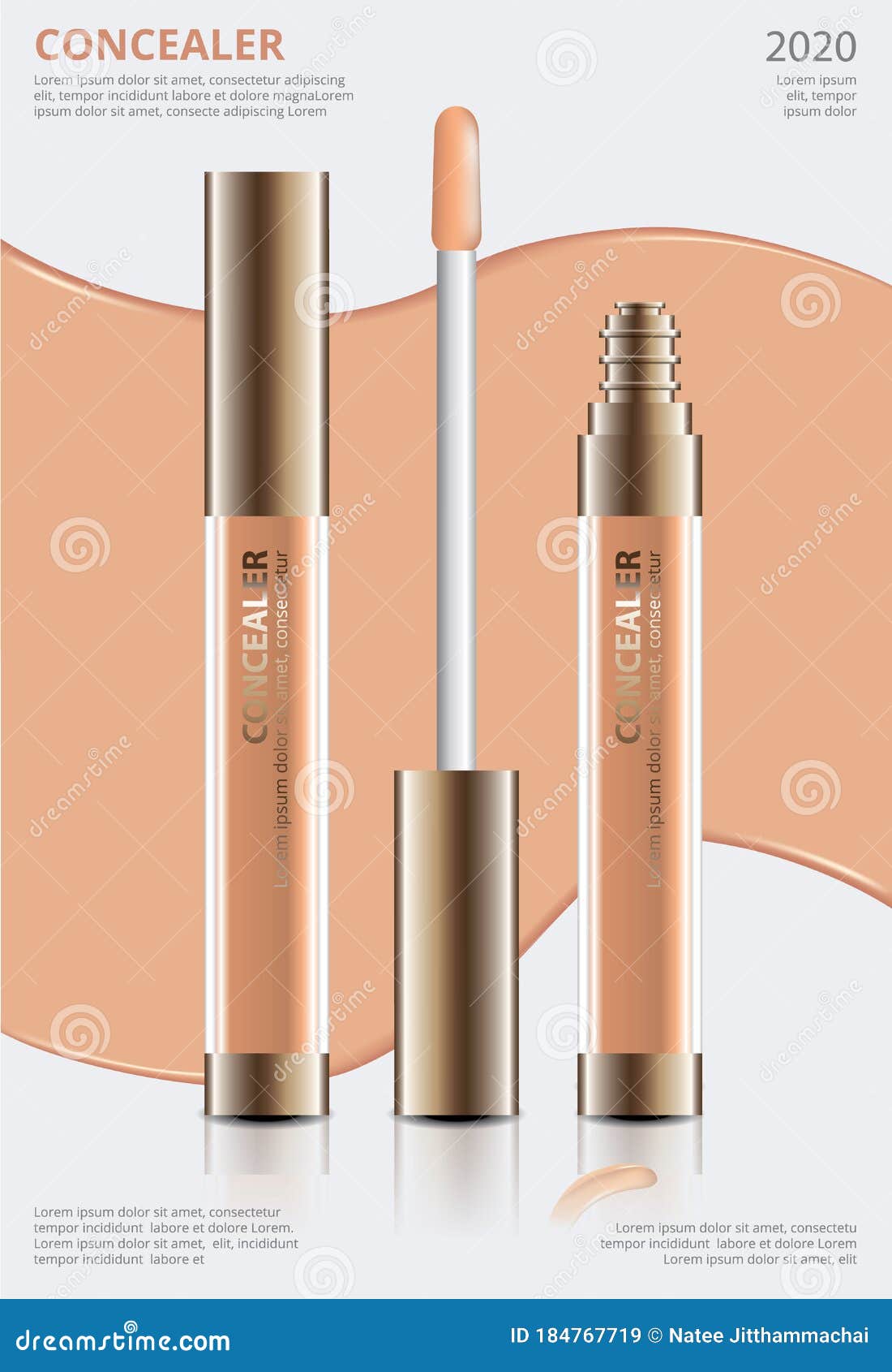 Concealer Package And Smear Strokes Swatch Vector Illustration ...