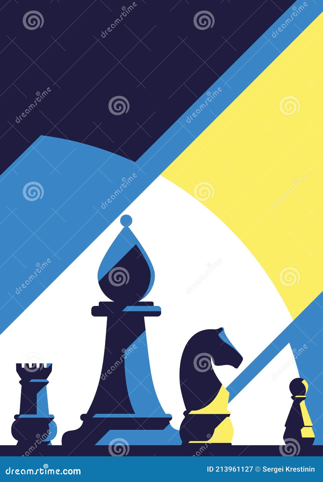 Poster Template with Different Chess Pieces Stock Vector - Illustration ...