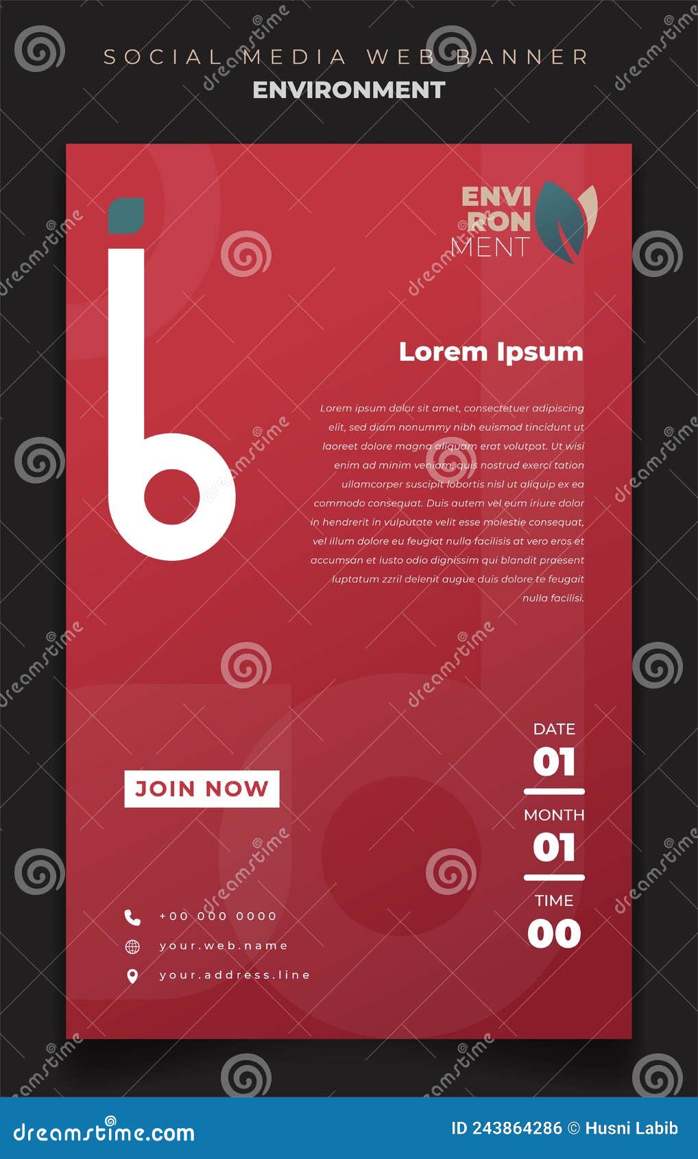 Poster Template in Portrait with Red Background Stock Vector ...