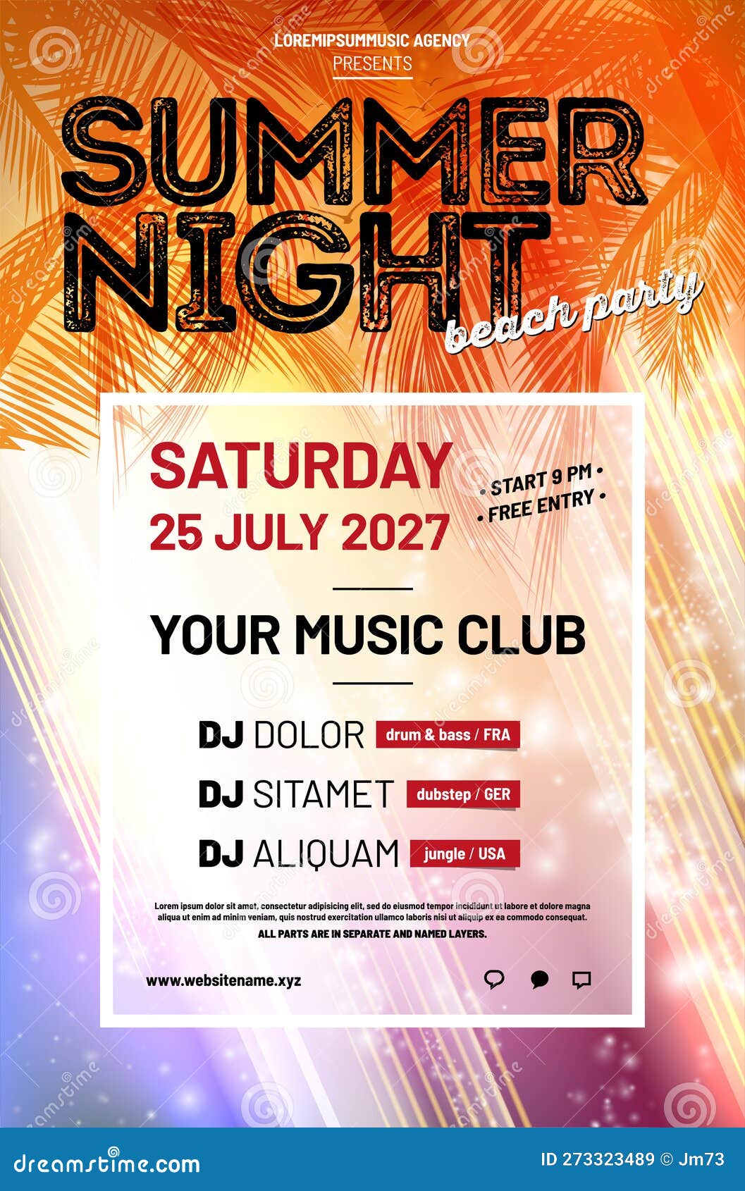 Poster Template for Summer Beach Night Party Stock Vector ...