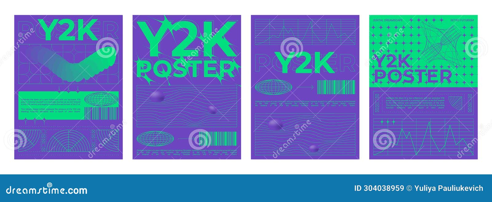 Poster Template in Y2k Style with Grid Pattern Stock Vector ...