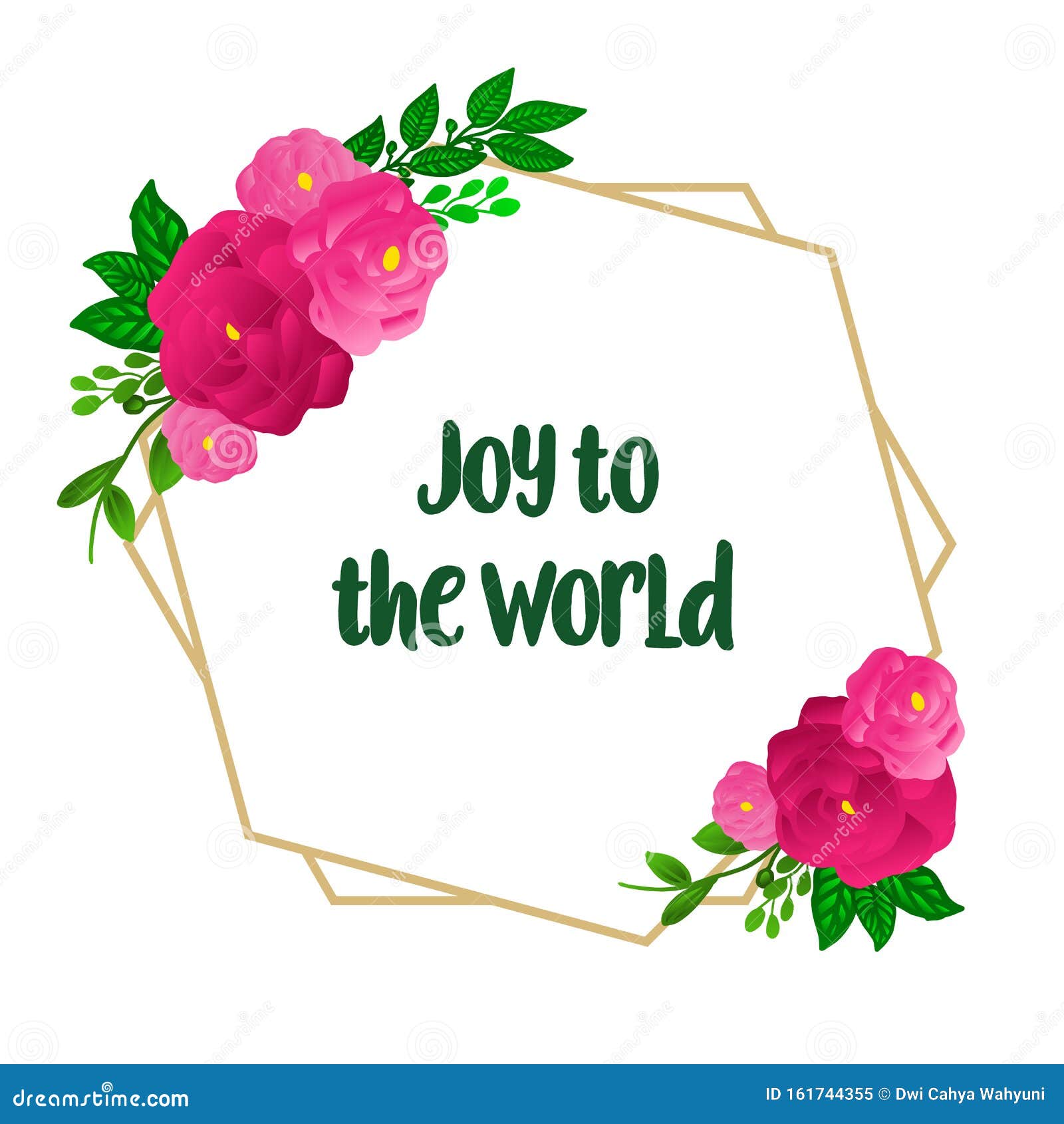 Poster Text Joy To the World, with Pattern of Elegant Pink Rose Flower ...