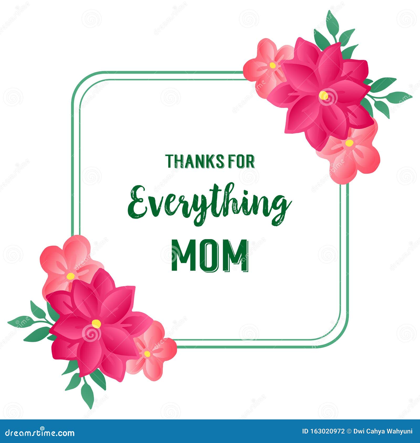 Poster Thanks for Everything Mom, with Decorative of Vintage Pink ...