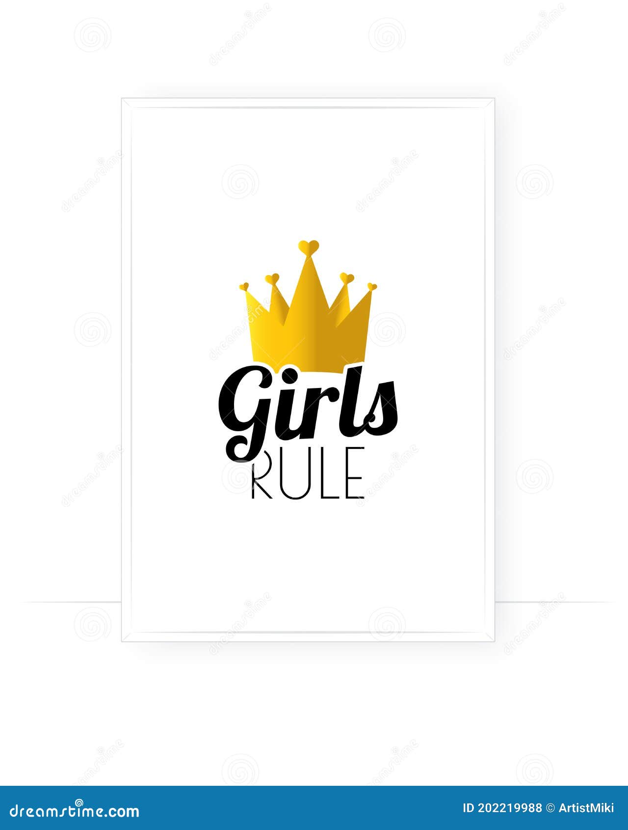Girls Rule, Crown Illustration, Vector. Poster Design in Frame Stock ...