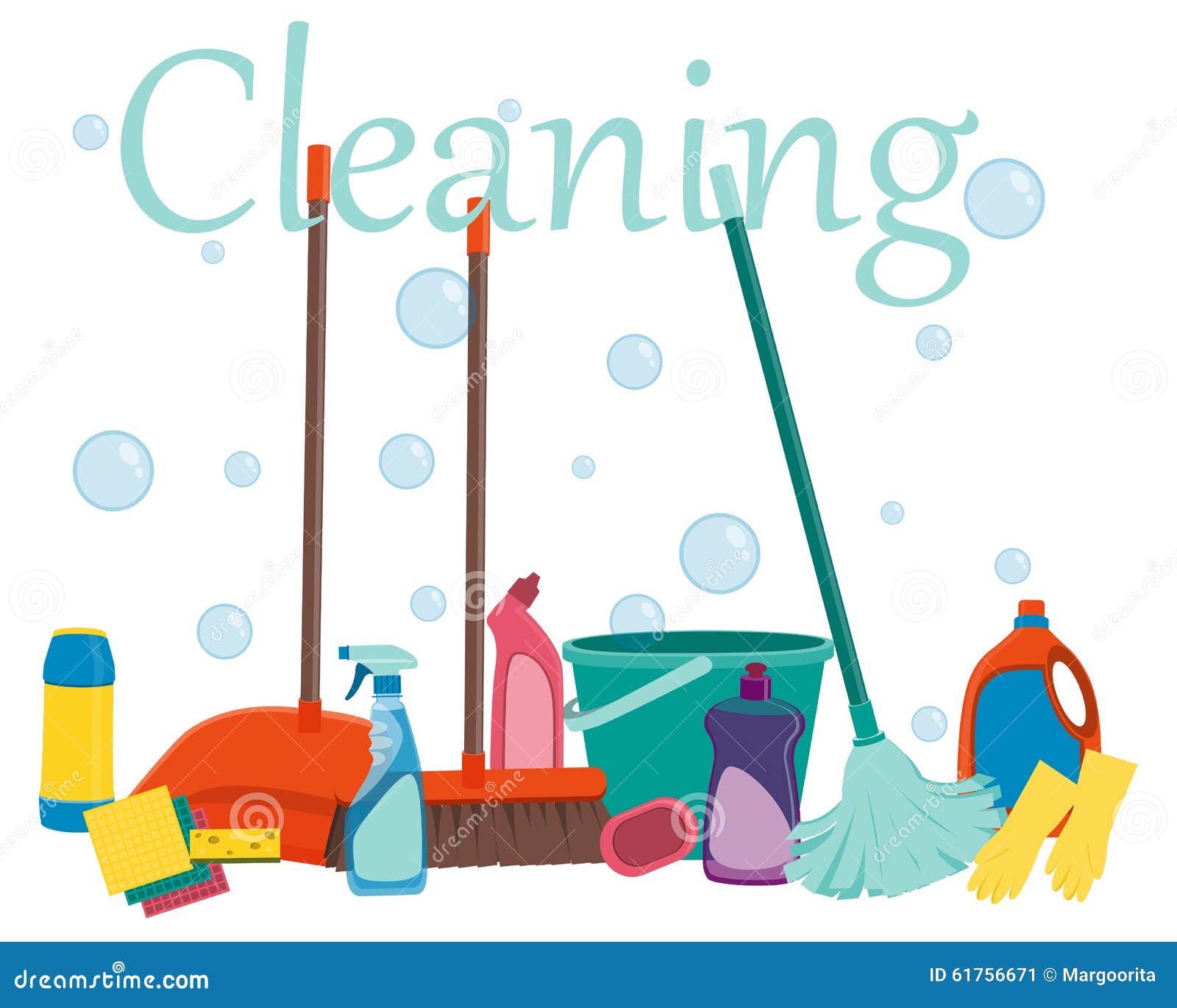 Poster tools for cleaning stock vector. Illustration of icons - 61756671