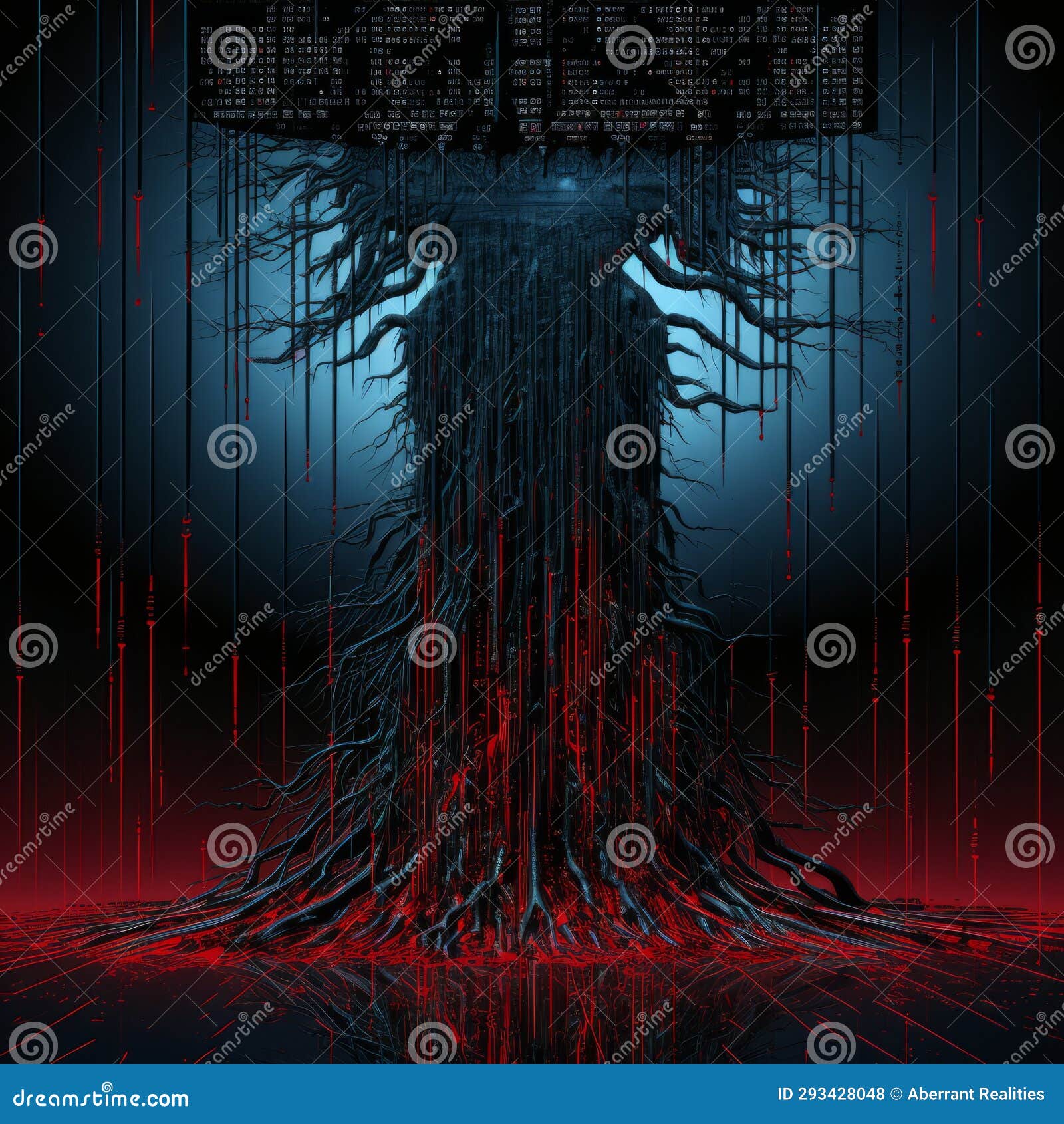 A Poster with a Tree with Blood Dripping from it Stock Illustration ...