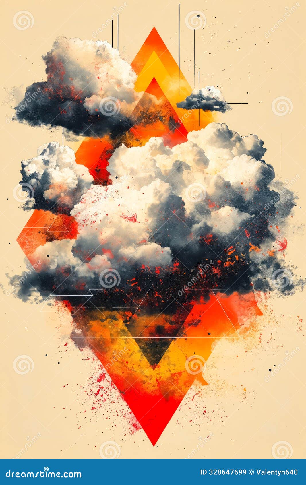 A Poster with a Triangle Shaped Cloud in the Middle of it. Generative ...