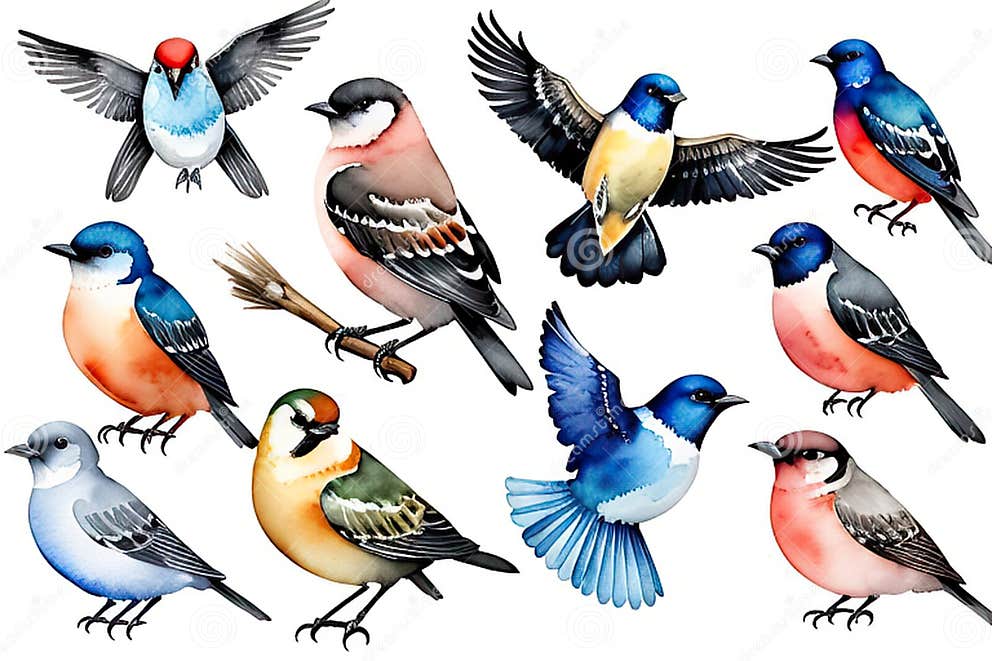 Poster with a Variation of Birds at 19-6-2024 Stock Illustration ...