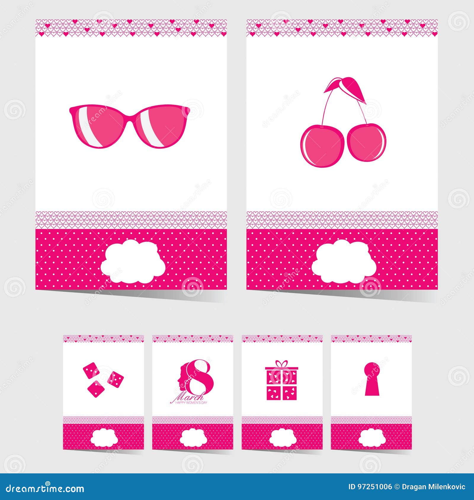 Poster with Various Elements in Pink Color Illustration Stock Vector ...