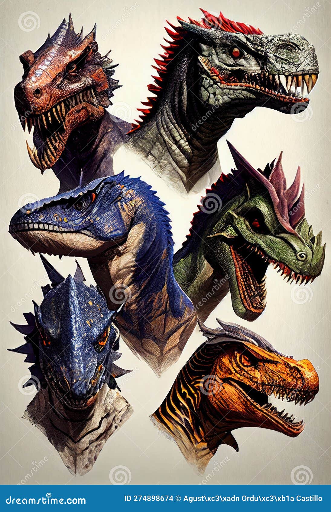 Poster with Various Types of Dinosaurs in One Set. Stock Illustration ...