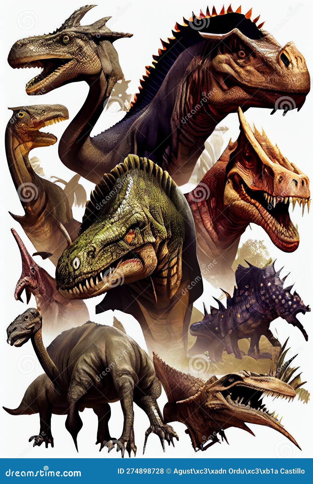 Poster with Various Types of Dinosaurs in One Set. Stock Illustration ...