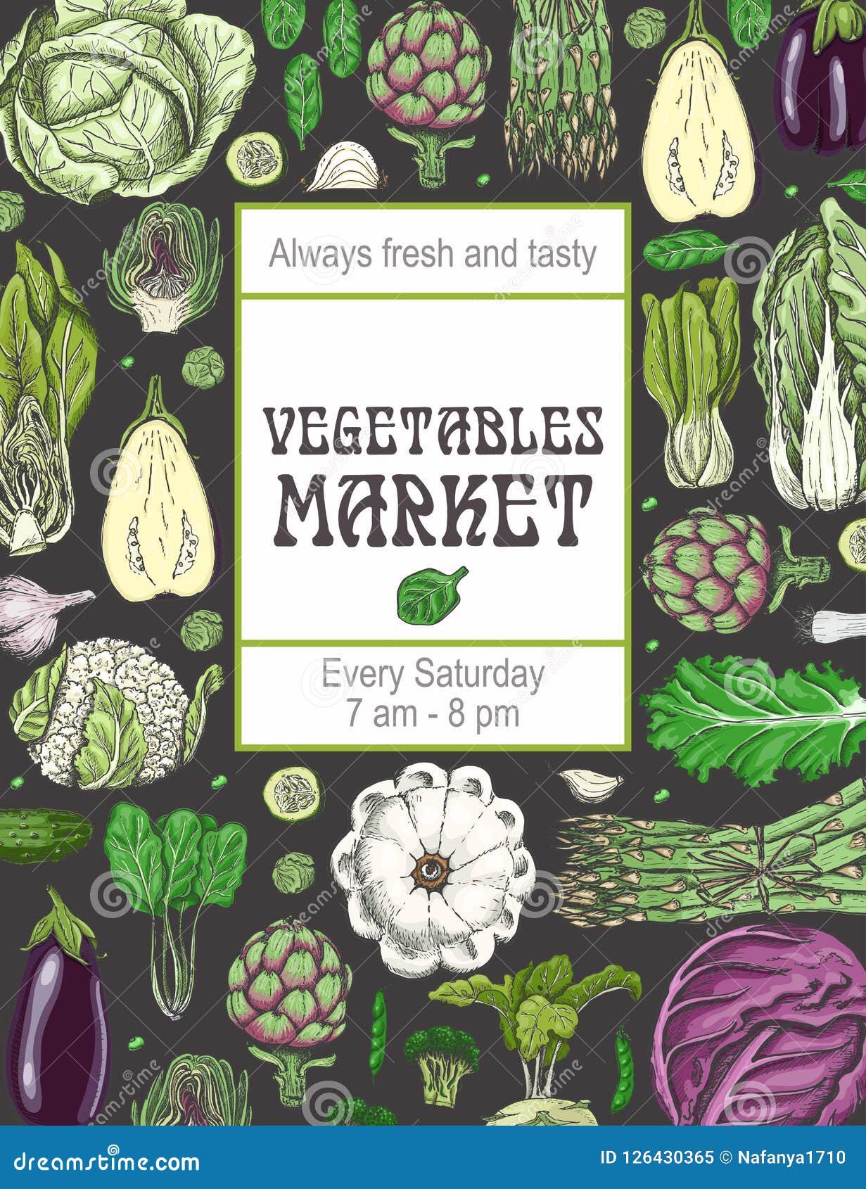 A Poster with Various Vegetables Stock Vector - Illustration of black ...